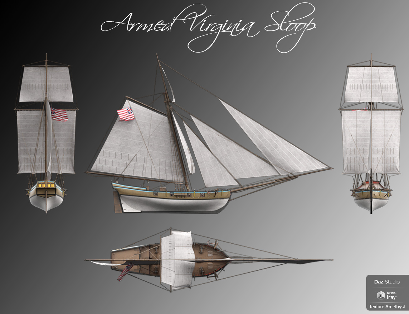 Armed Virginia Sloop | Daz 3D