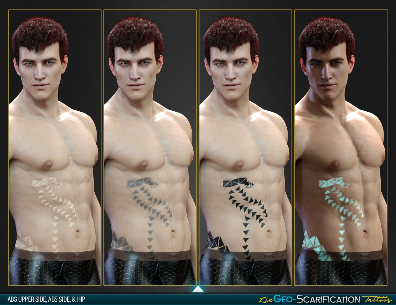 LIE Geo Body Scarification Tattoos for Genesis 8 Males | Daz 3D