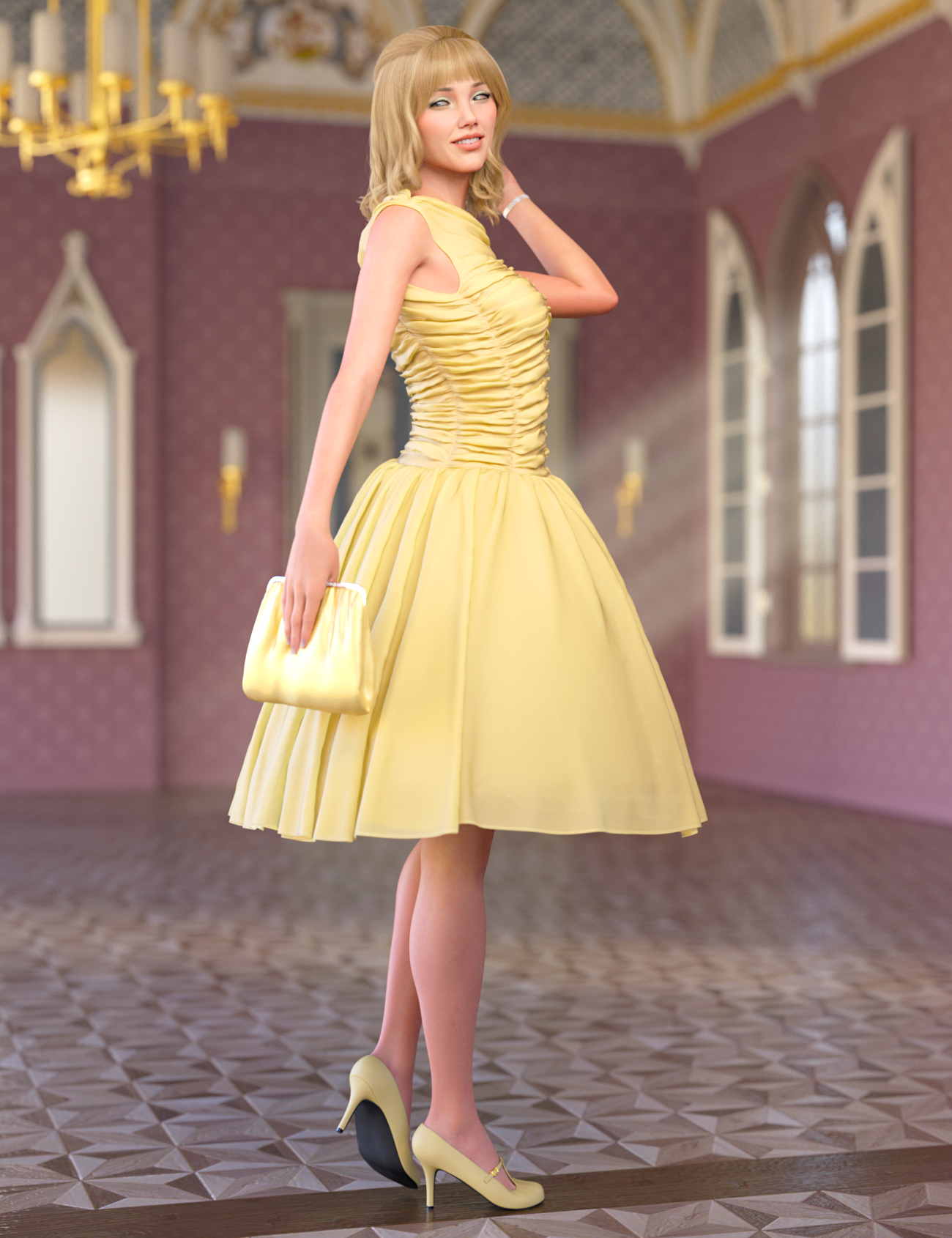 dForce 50s Prom Dress for Genesis 8 and 8.1 Females | Daz 3D