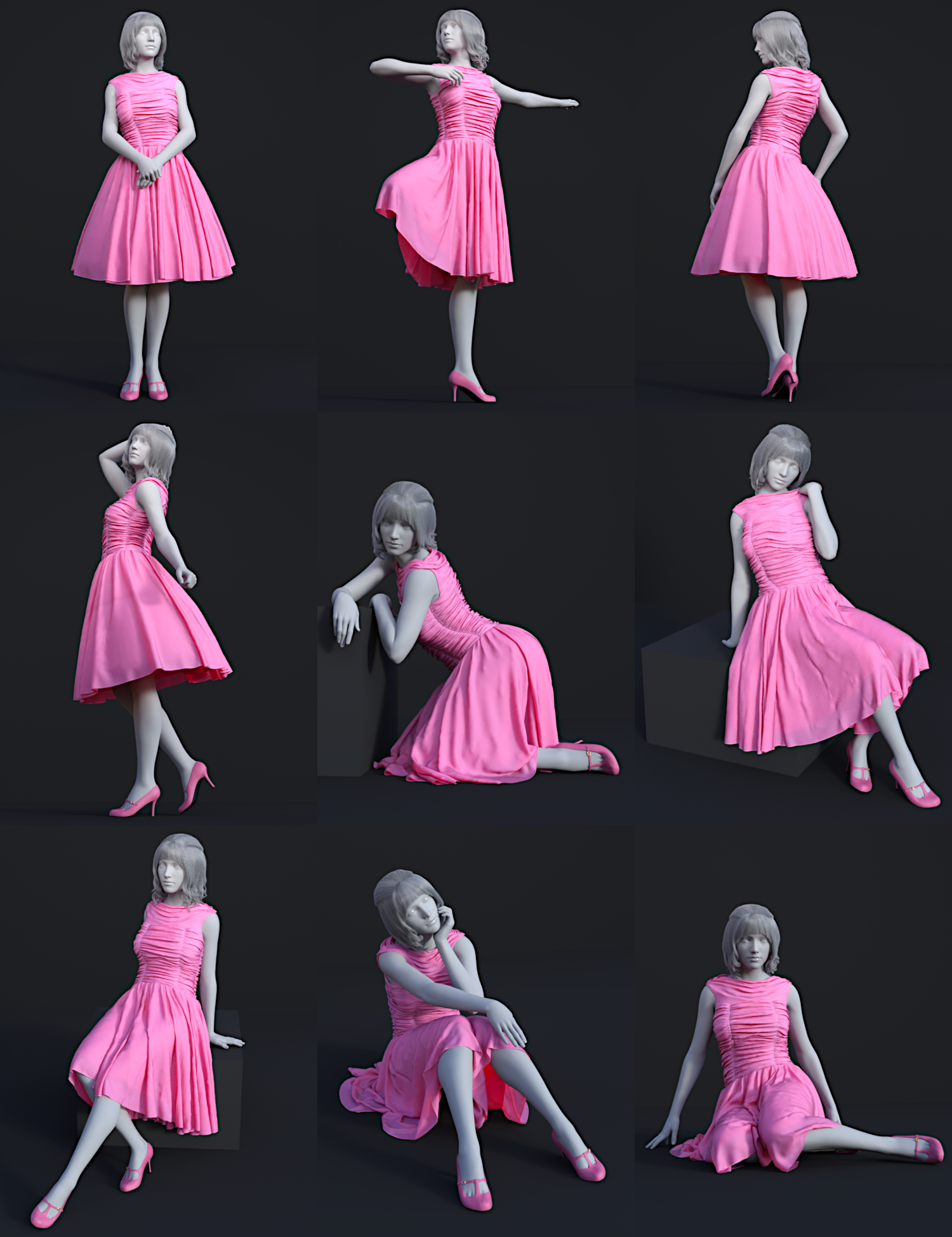 dForce 50s Prom Dress for Genesis 8 and 8.1 Females | Daz 3D