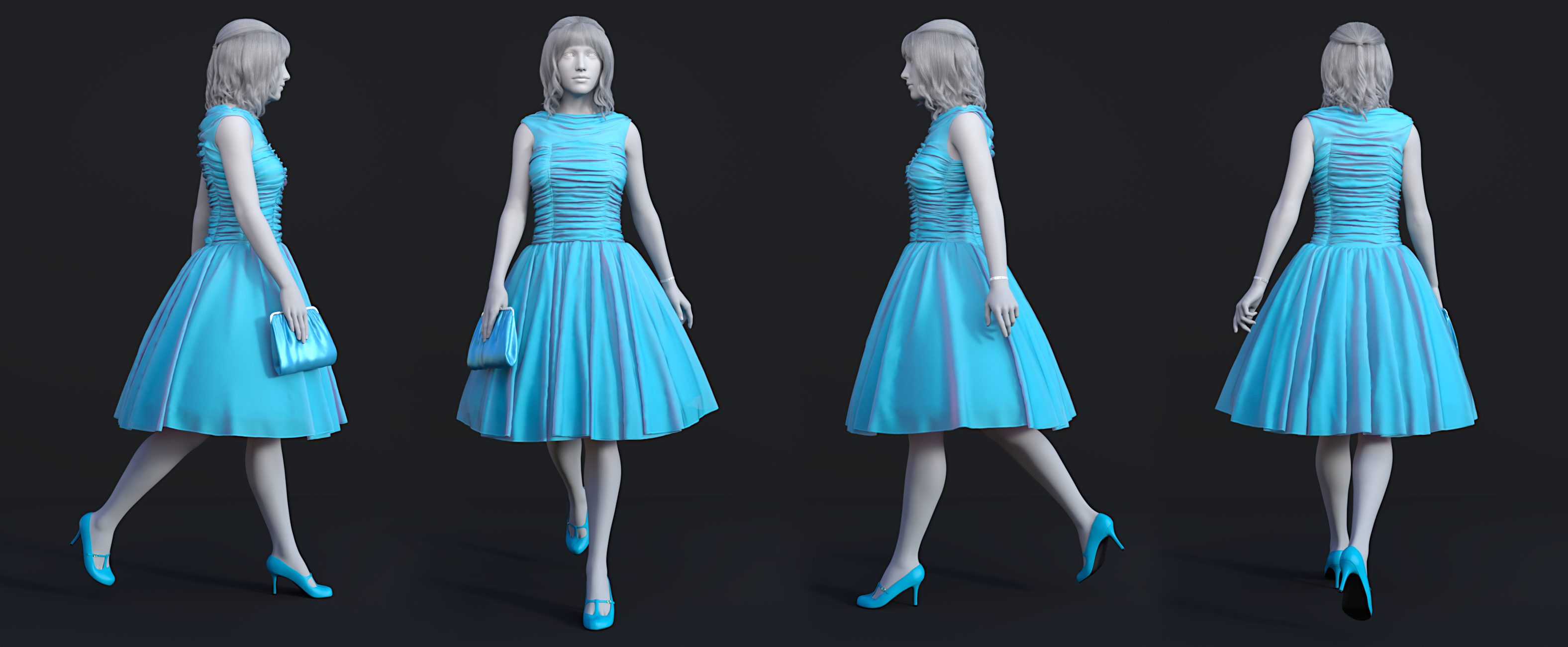 dForce 50s Prom Dress for Genesis 8 and 8.1 Females | Daz 3D