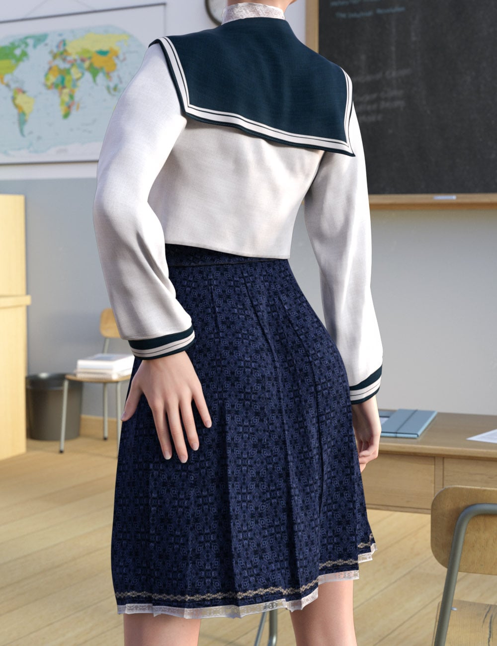 dForce Elegant School Uniform for Genesis 8 Females | Daz 3D