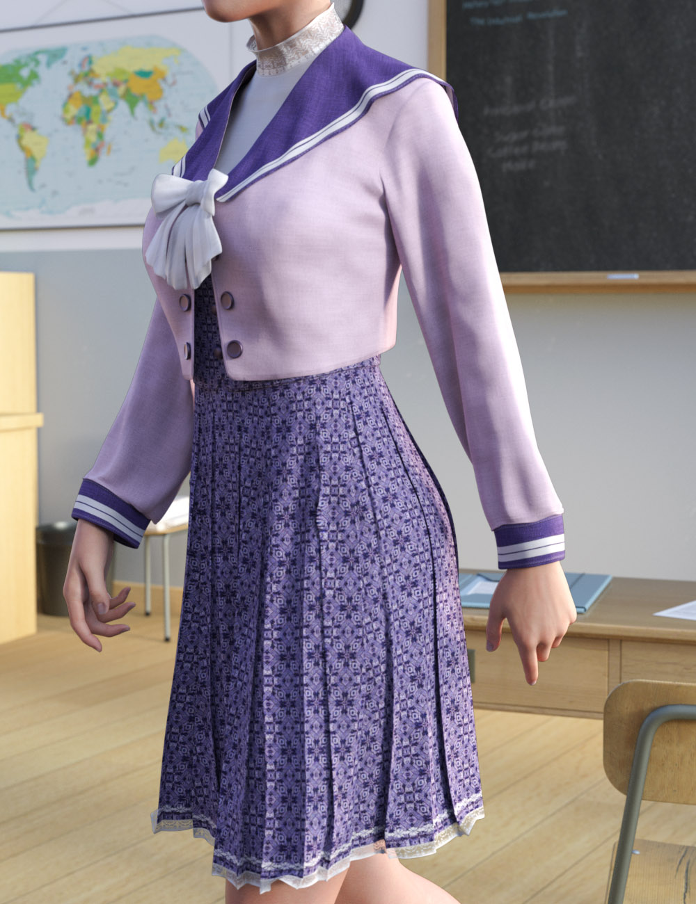 dForce Elegant School Uniform for Genesis 8 Females | Daz 3D