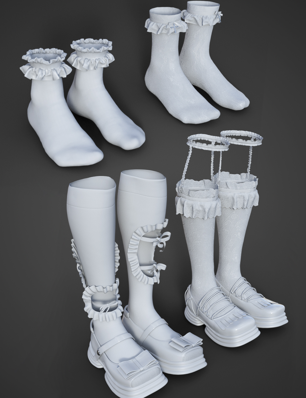 KuJ Kawaii Fashion Socks and Shoes Collection I | Daz 3D