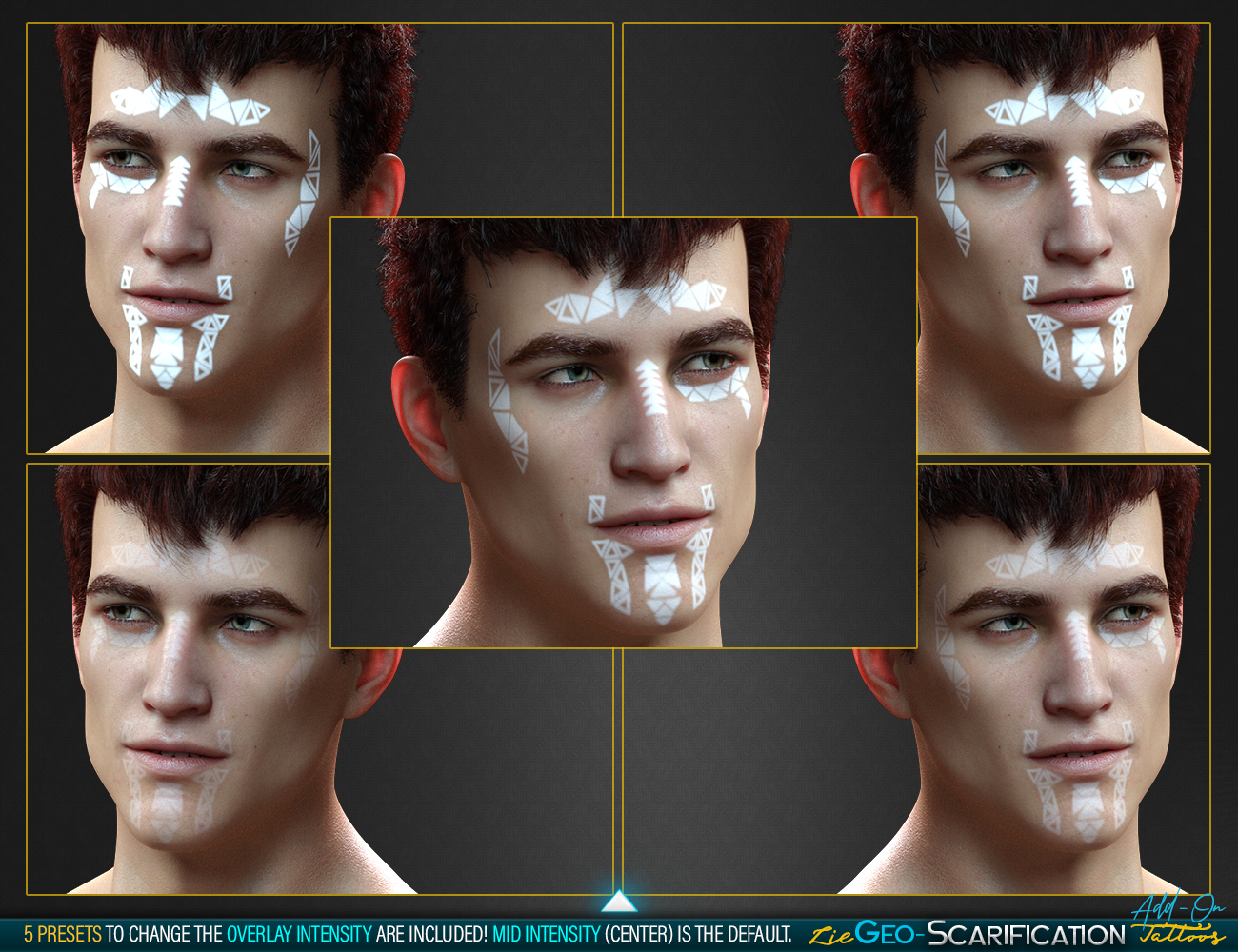 LIE Geo Scarification Tattoos Overlay Add-On for Genesis 8 Male and ...