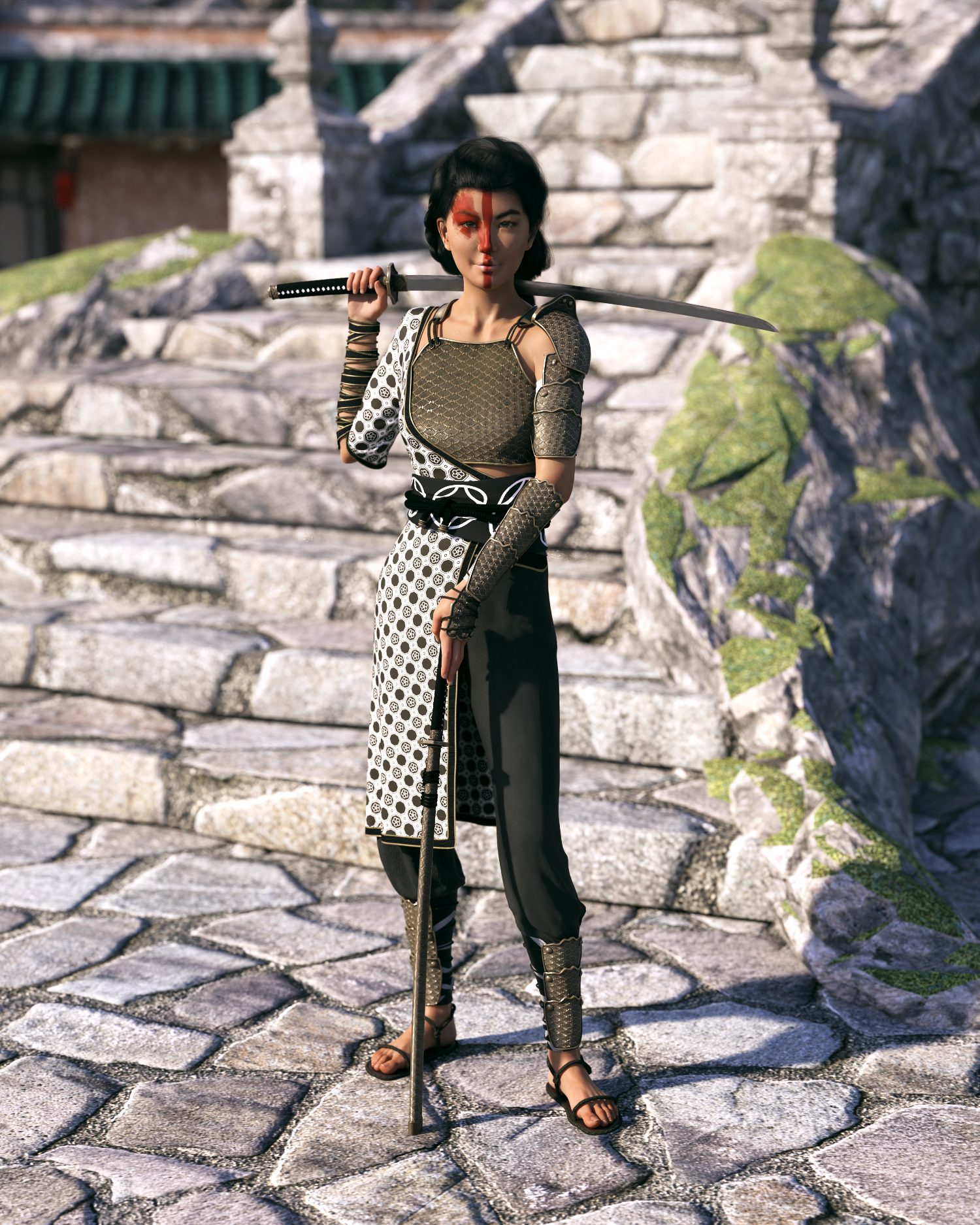 Wandering Samurai Katana and Poses for Genesis 8 Females | Daz 3D