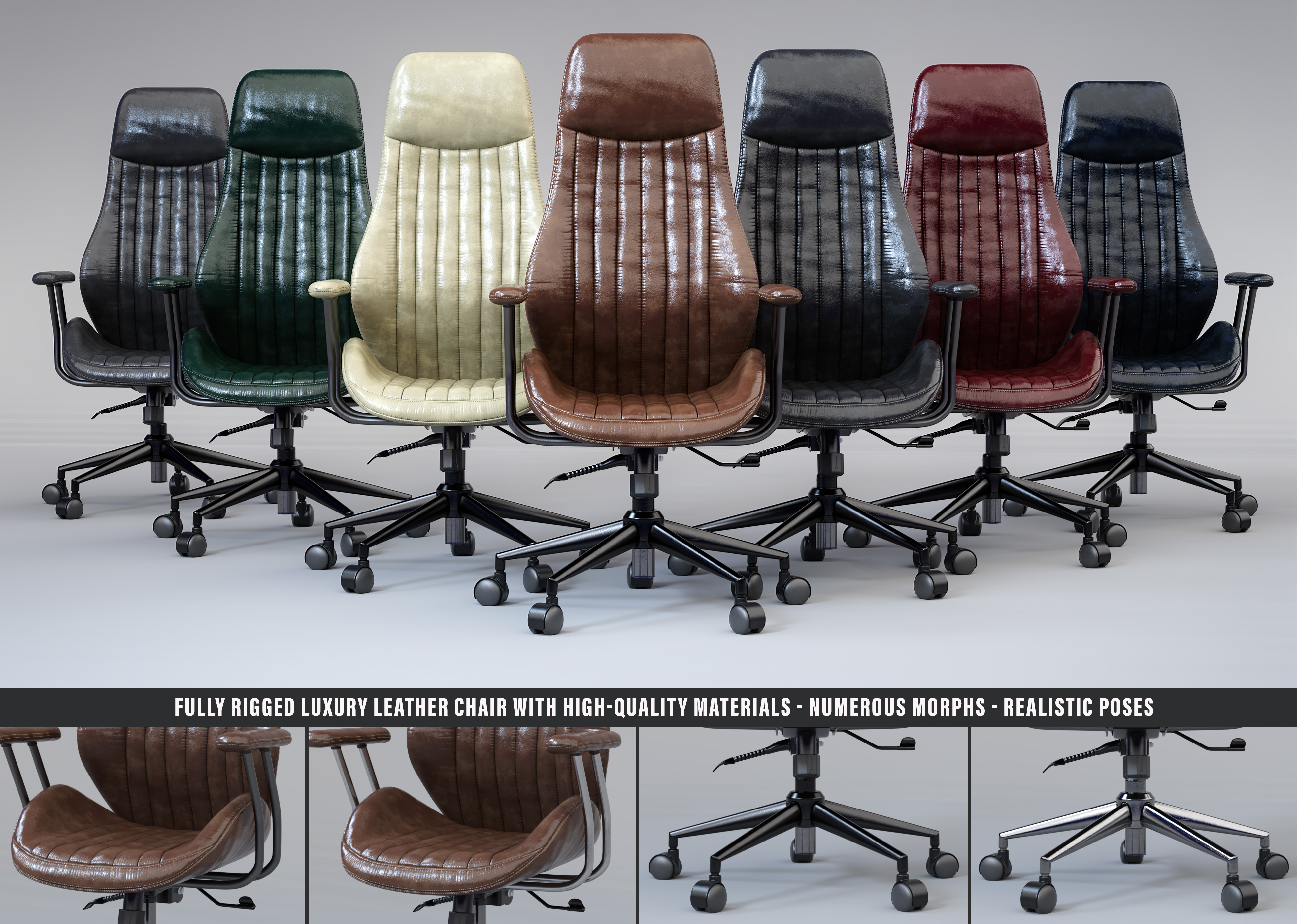Z Luxury Morphing Office Chair and Poses for Genesis 8 and 8.1 | Daz 3D