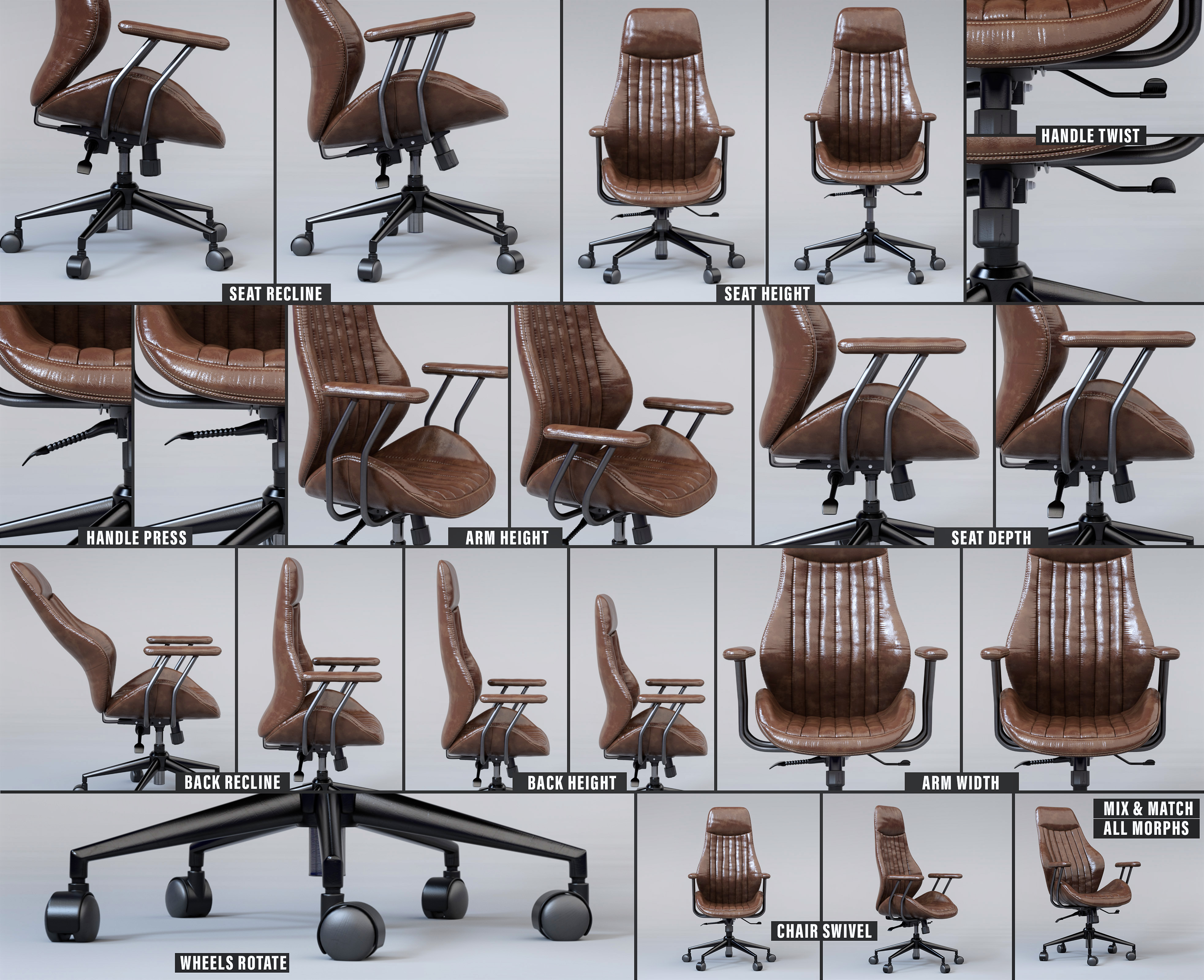 Z Luxury Morphing Office Chair and Poses for Genesis 8 and 8.1 | Daz 3D
