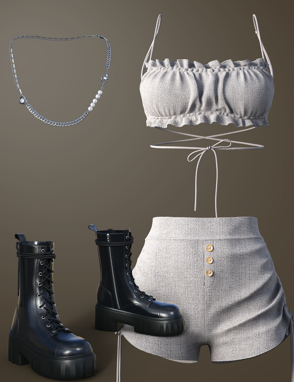 dForce Ruffle Tie Outfit for Genesis 8 and 8.1 Female | Daz 3D
