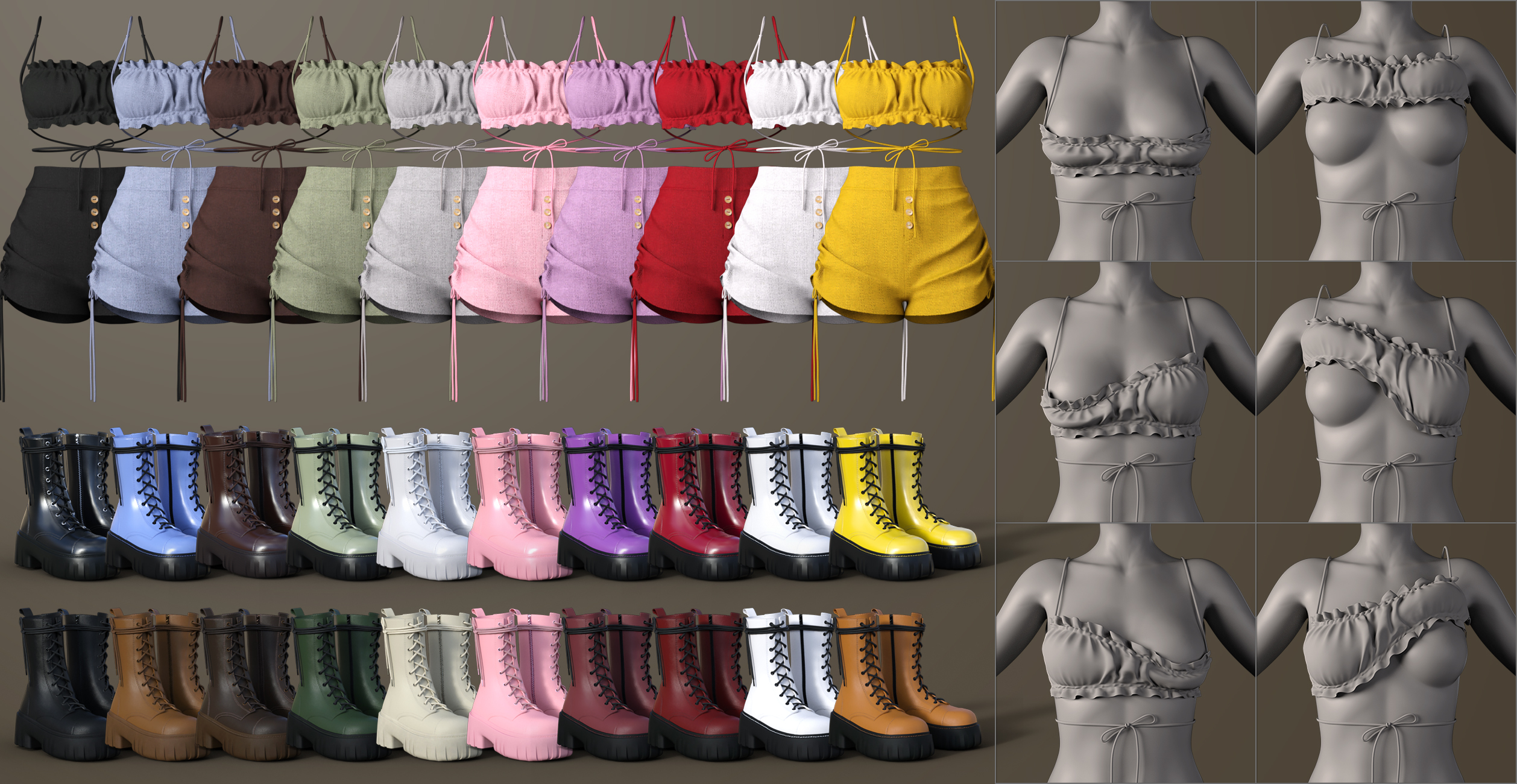 dForce Ruffle Tie Outfit for Genesis 8 and 8.1 Female | Daz 3D