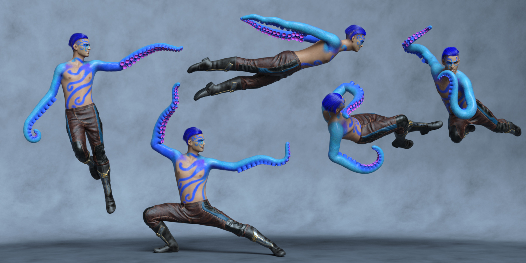 Tentacles Hierarchical Poses for FPE Tentacle Arms for Genesis 8 Males ...
