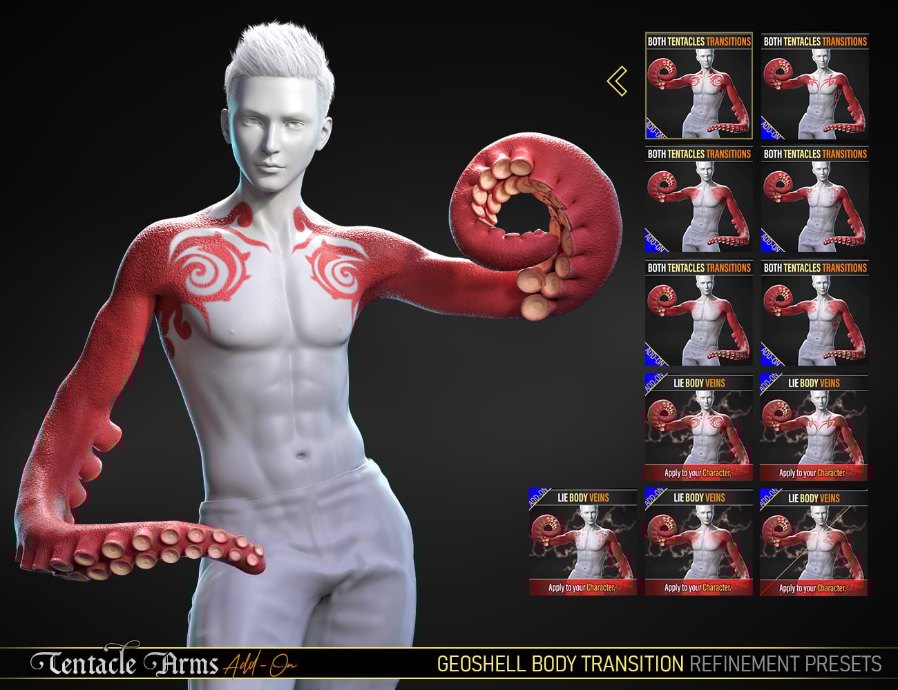 FPE Tentacle Arms Add-On for Genesis 8 Males | Daz 3D