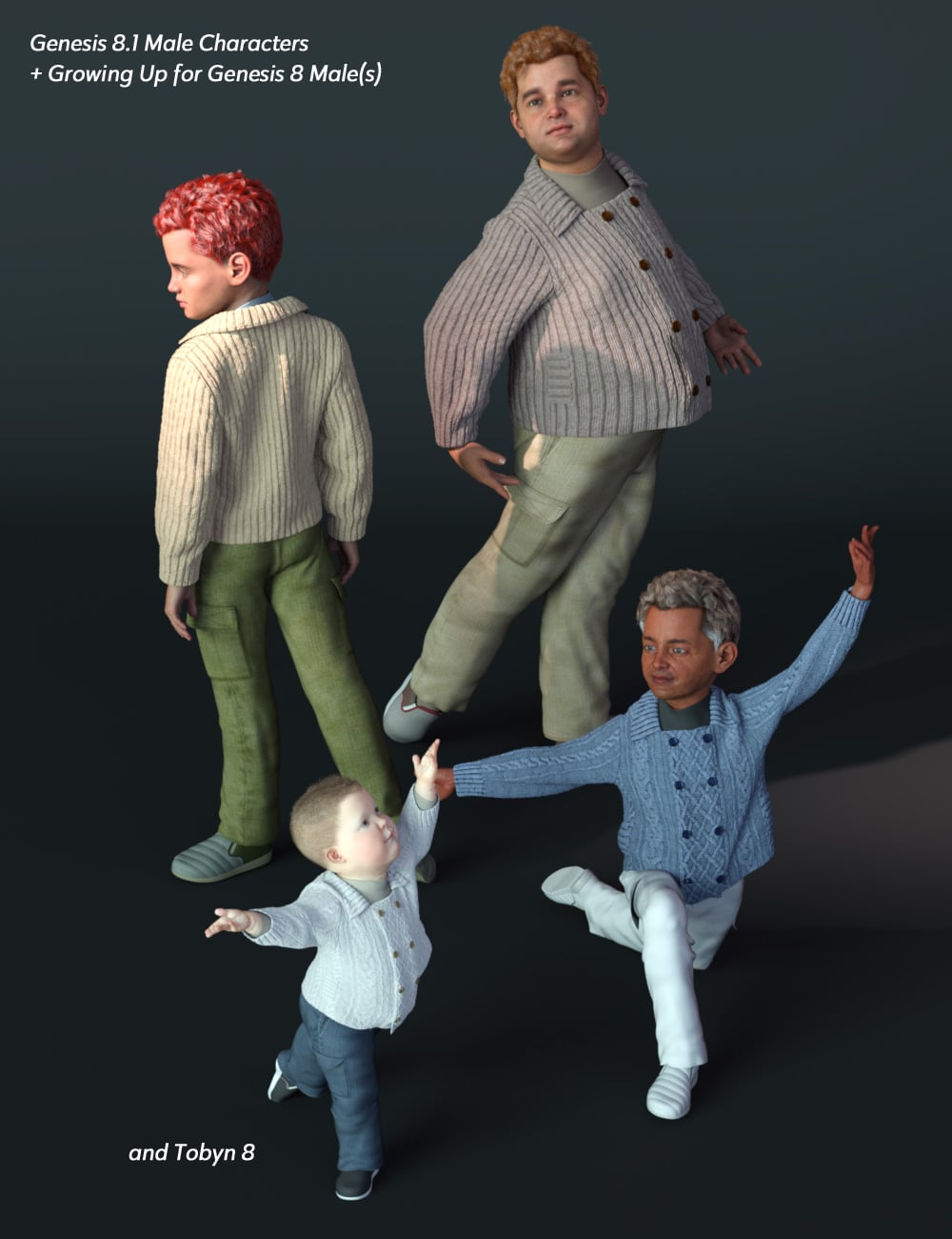 Mildtones Knit Jacket Set for Genesis 8.1 Males | Daz 3D