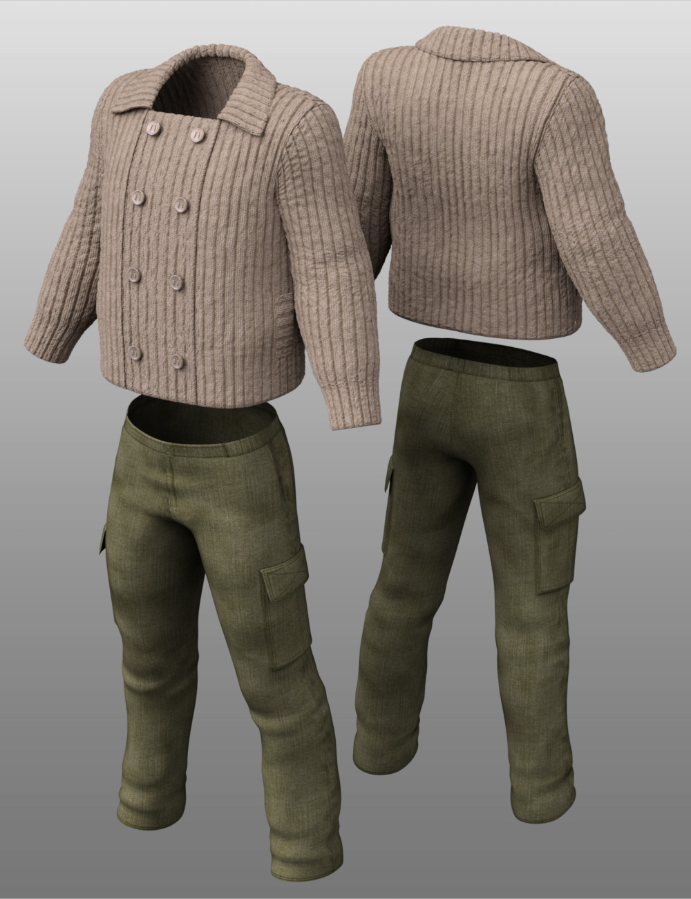 Mildtones Knit Jacket Set for Genesis 8.1 Males | Daz 3D