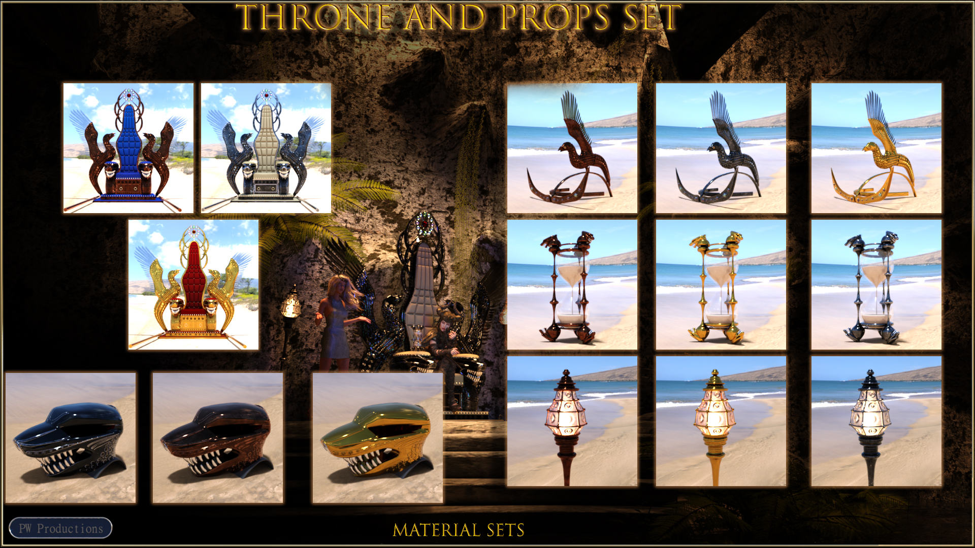 PW Throne And Props Set | Daz 3D