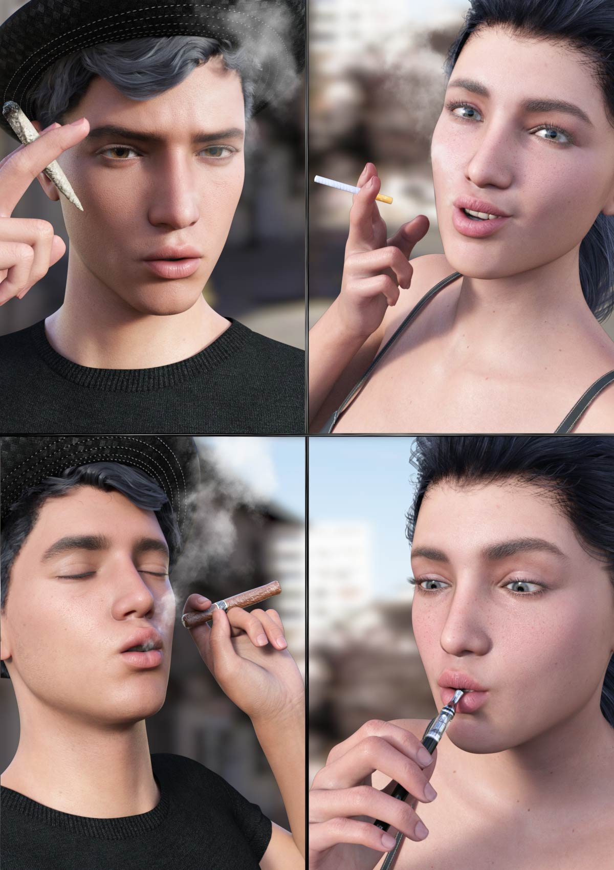Smoking Day Poses and Expressions for Genesis 8.1 | Daz 3D