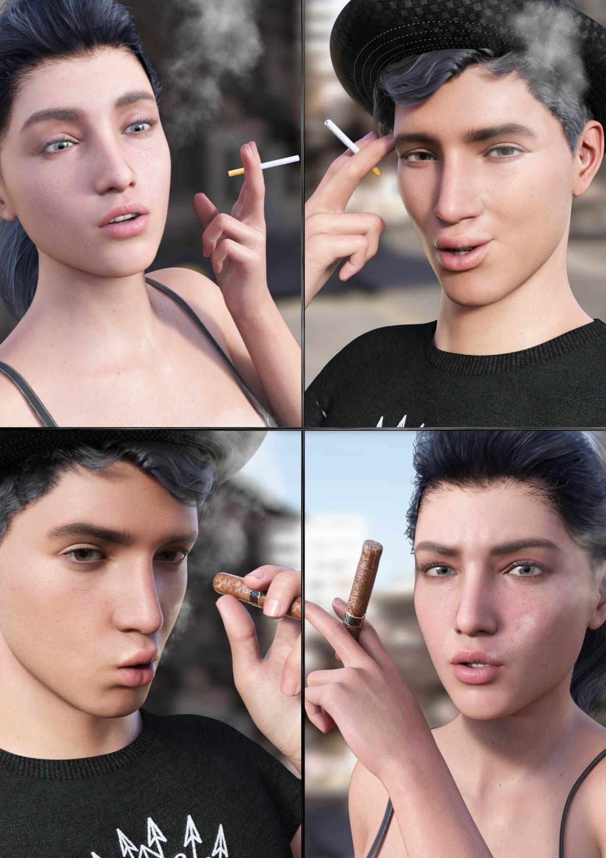 Smoking Day Poses and Expressions for Genesis 8.1 | Daz 3D