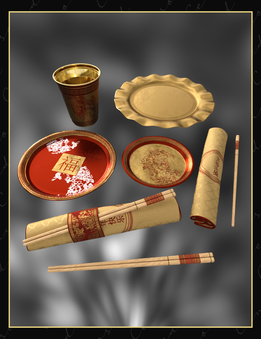 Chinese New Year Decoration Props | Daz 3D