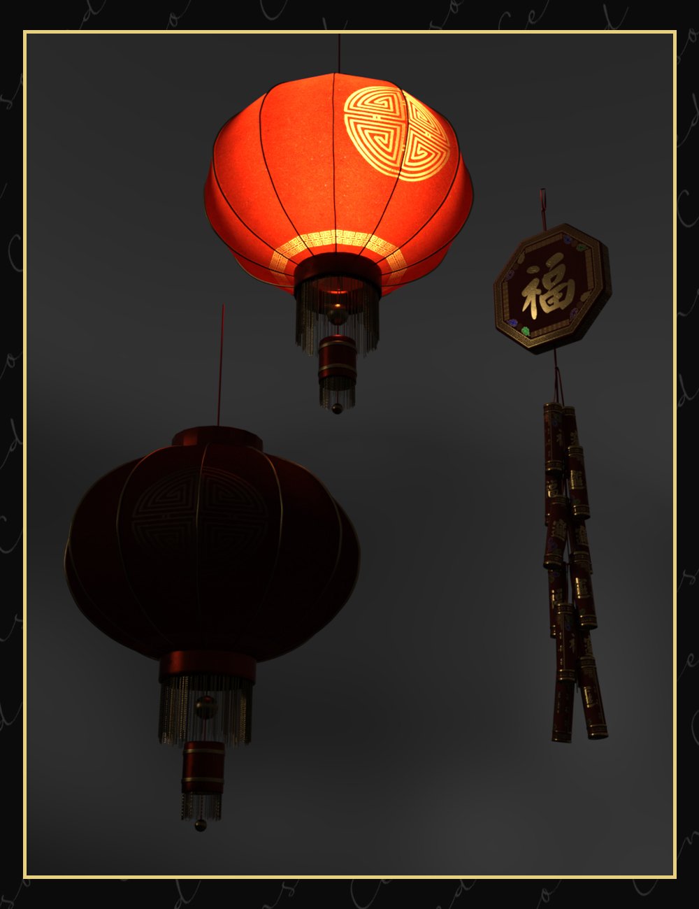 Chinese New Year Decoration Props | Daz 3D