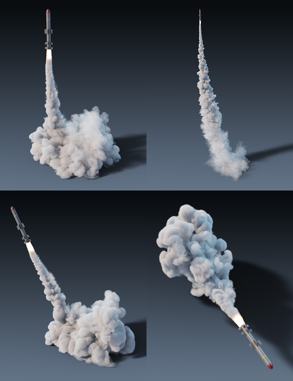 VDB Smoke Trails with Missile for Iray | Daz 3D