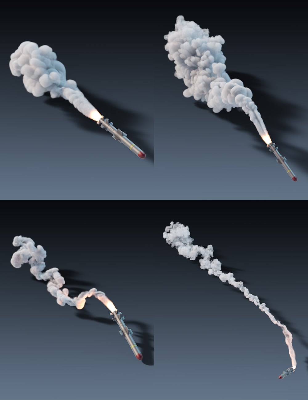 VDB Smoke Trails with Missile for Iray | Daz 3D