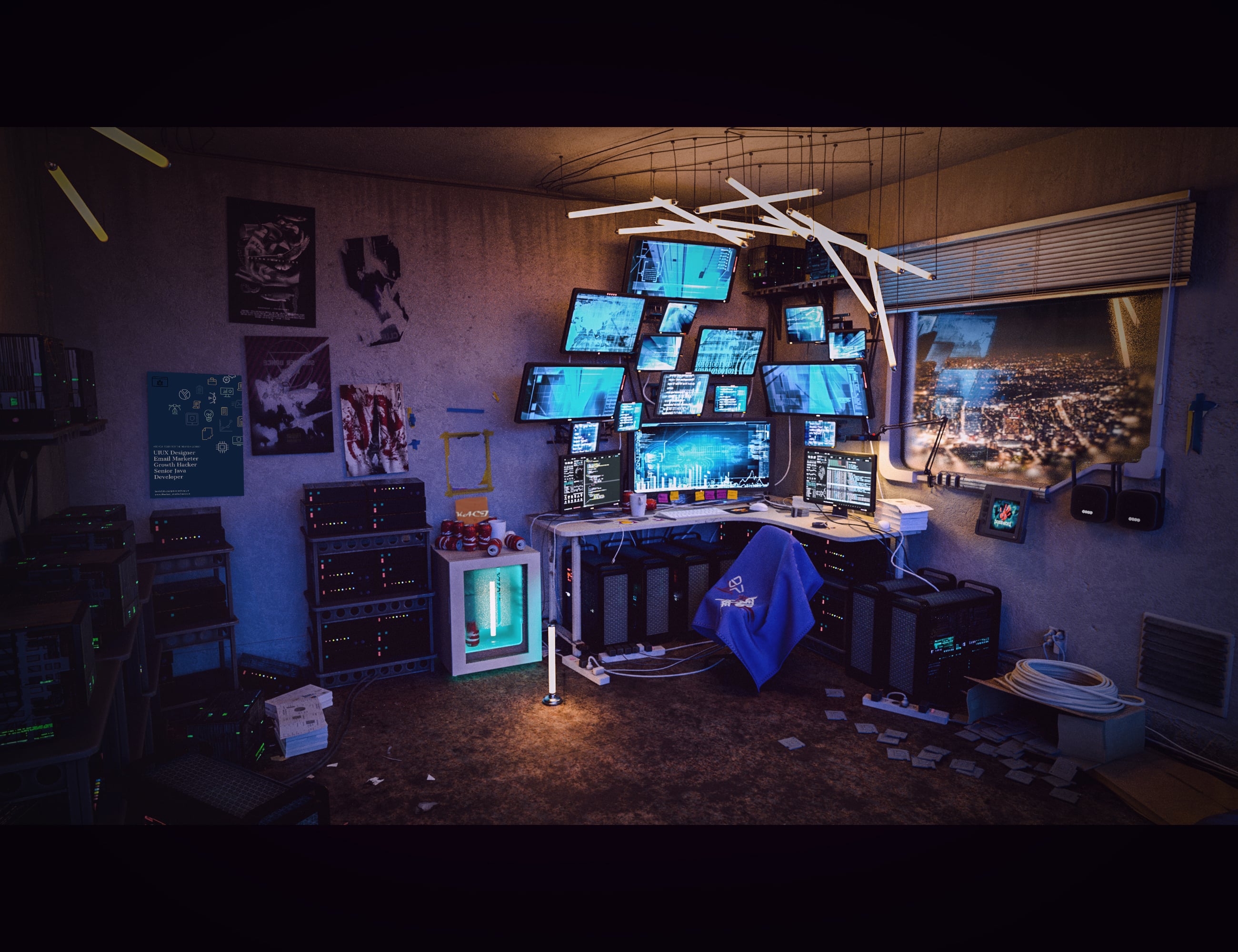 Hacker Hideout Room | Daz 3D