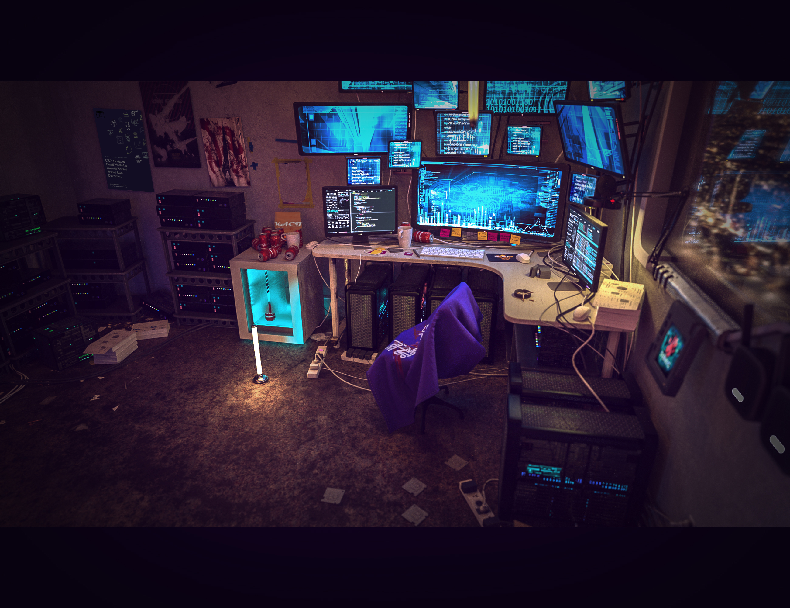 Hacker Hideout Room | Daz 3D