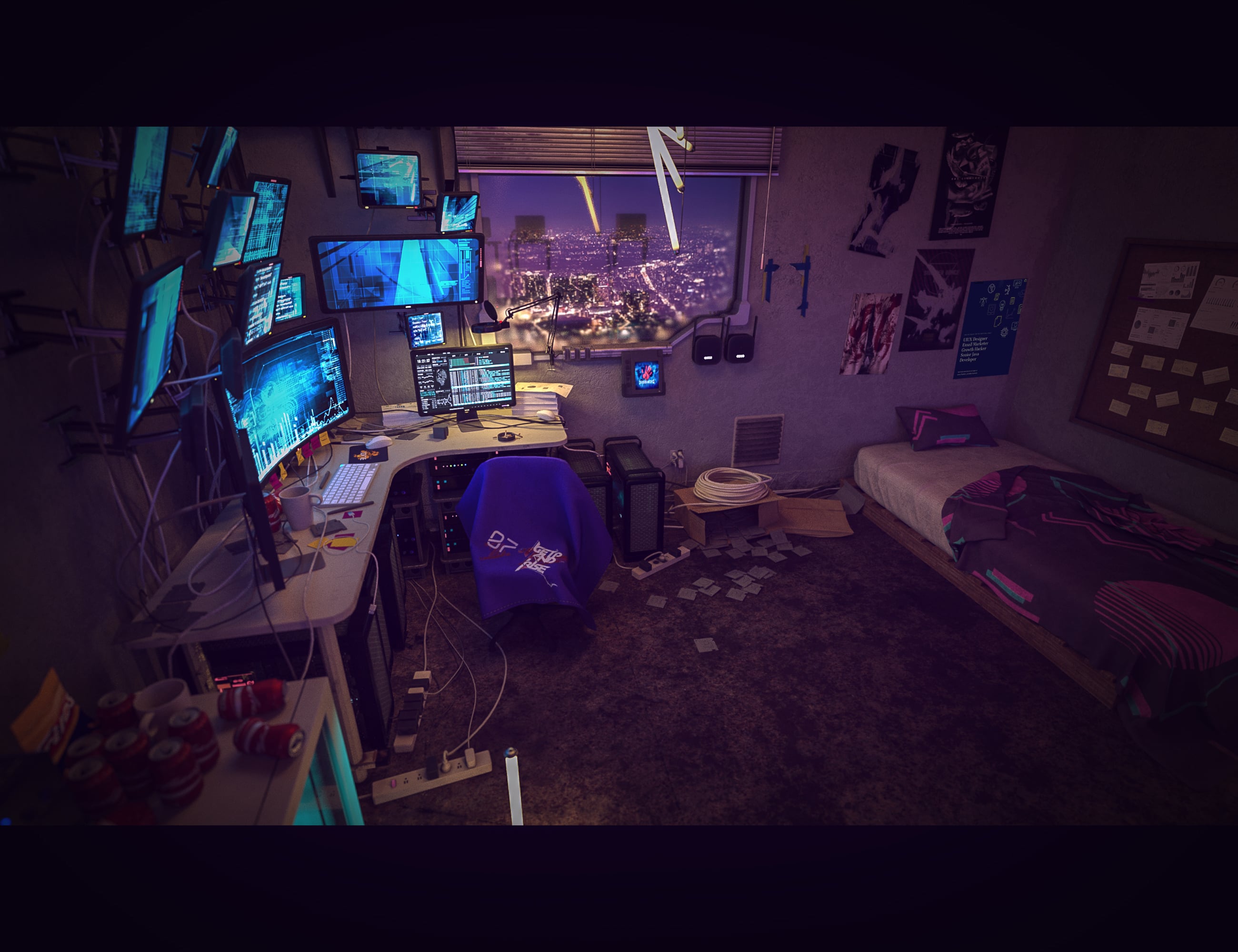 Hacker Hideout Room | Daz 3D