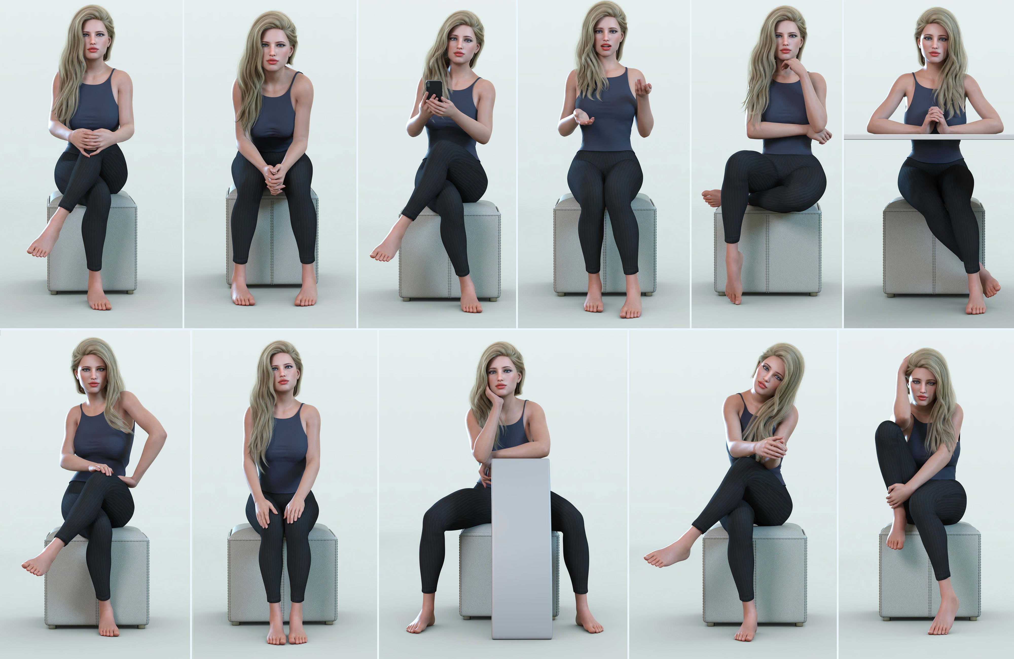 Z Ultimate Chair Sitting Pose Collection for Genesis 8 and 8.1 Female ...