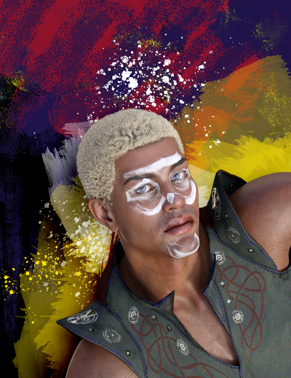 Brush Strokes Photoshop Brushes and Genesis 8 Male Face Overlays | Daz 3D