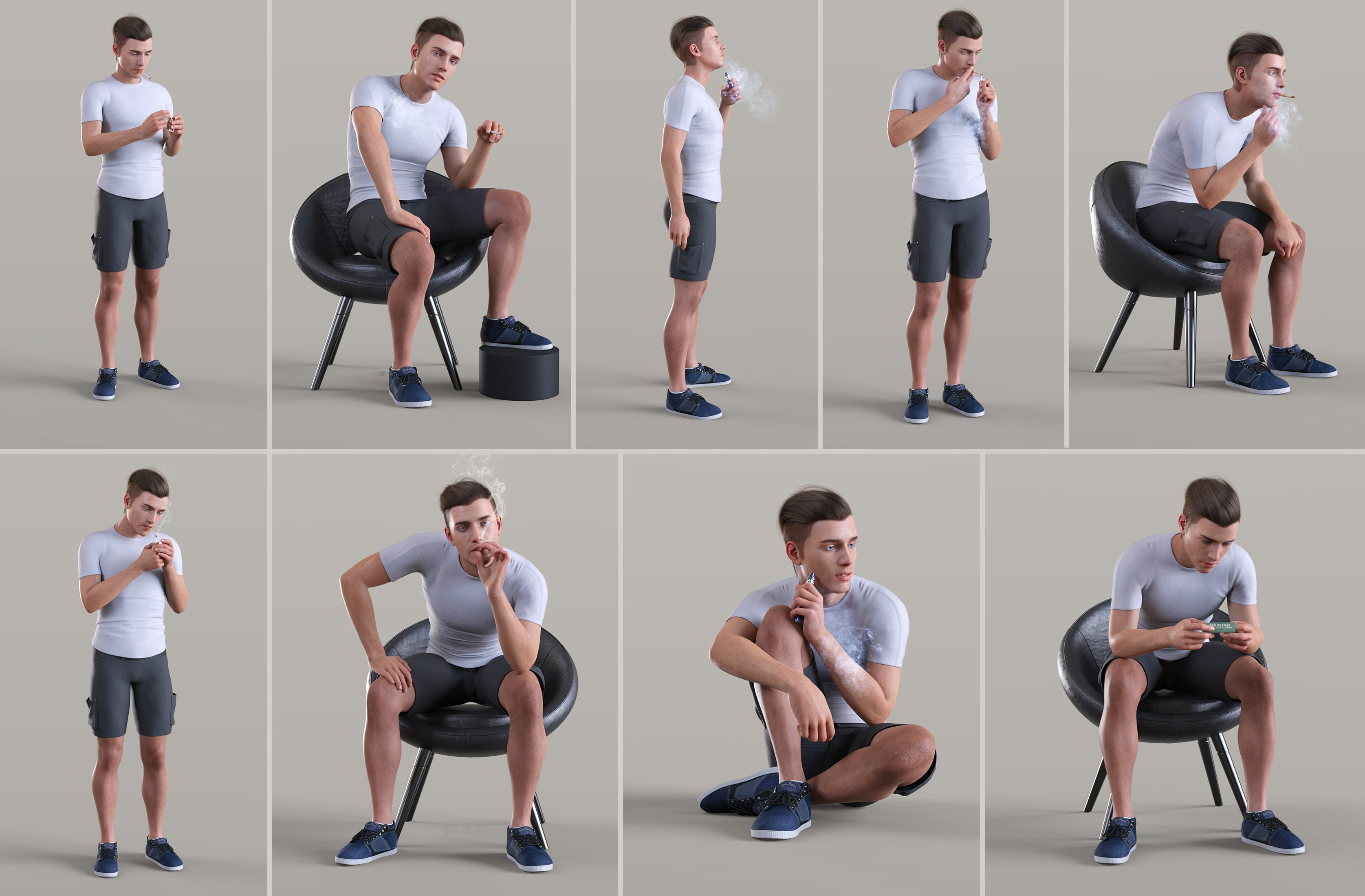 Z Smoke Break Props and Poses for Genesis 8 and 8.1 | Daz 3D