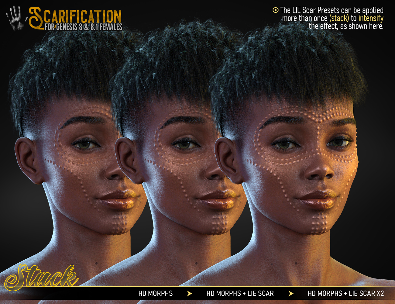 HD Scarification for Genesis 8 and 8.1 Females | Daz 3D