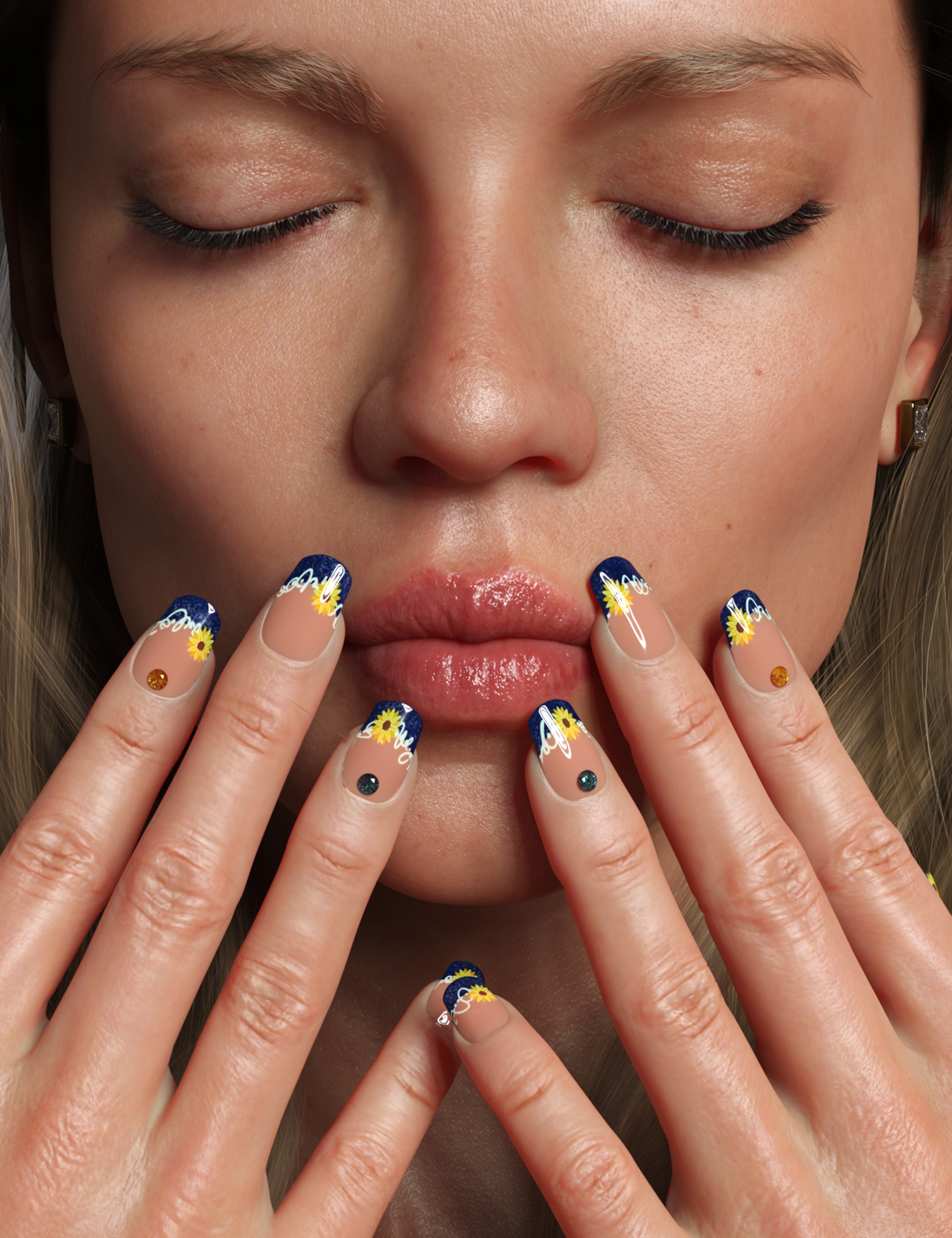 Blue Sky Nails for Genesis 8 and 8.1 Female | Daz 3D