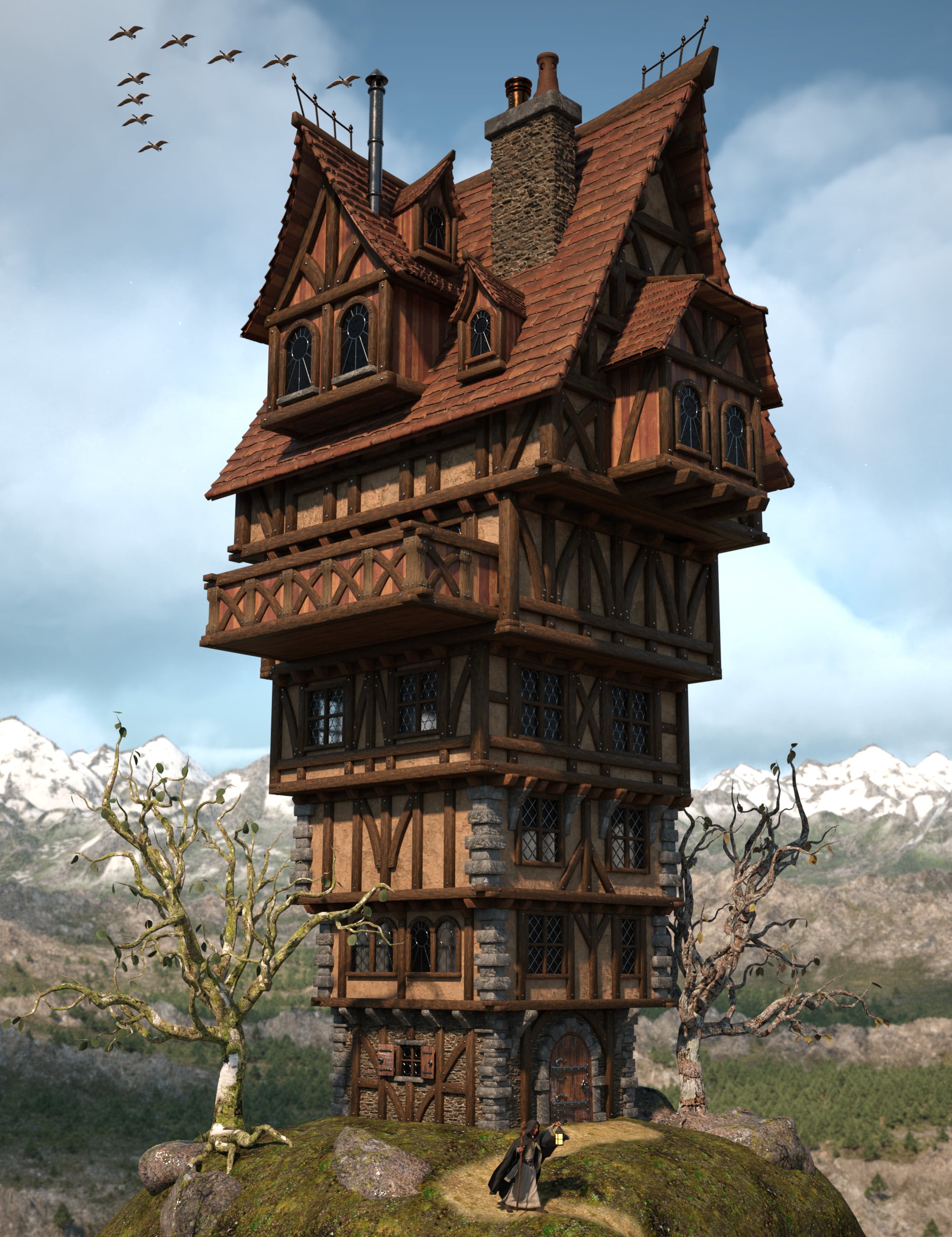 Medieval Village Mansions Construction Set | Daz 3D