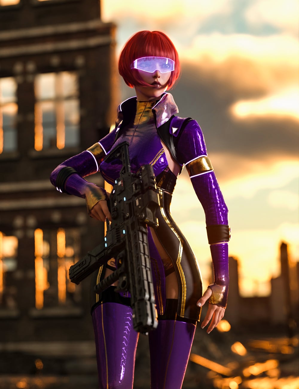 Cyberpunk SMG Poses for Genesis 8 and 8.1 Female | Daz 3D