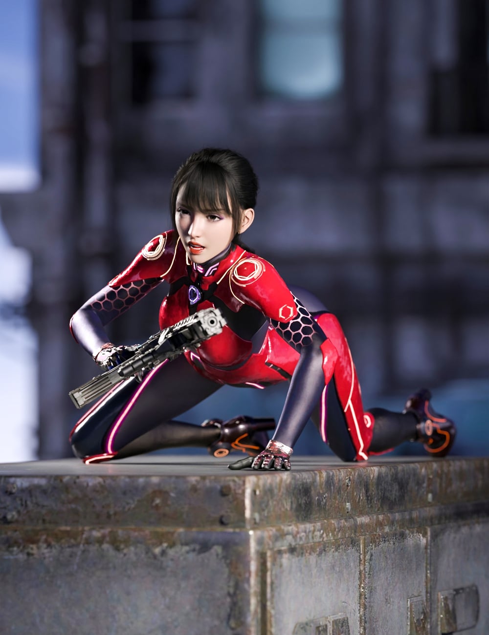 Cyberpunk SMG Poses for Genesis 8 and 8.1 Female | Daz 3D