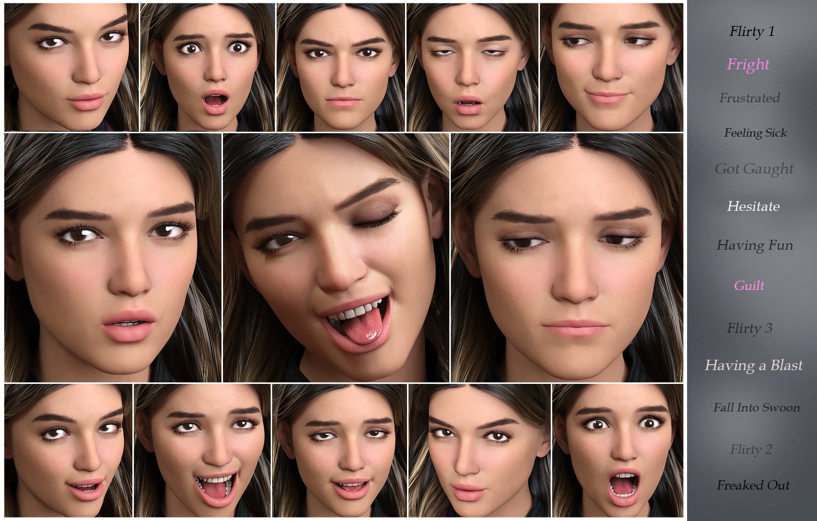 V 100 Eye Catchy Expressions for Genesis 8.1 Females | Daz 3D