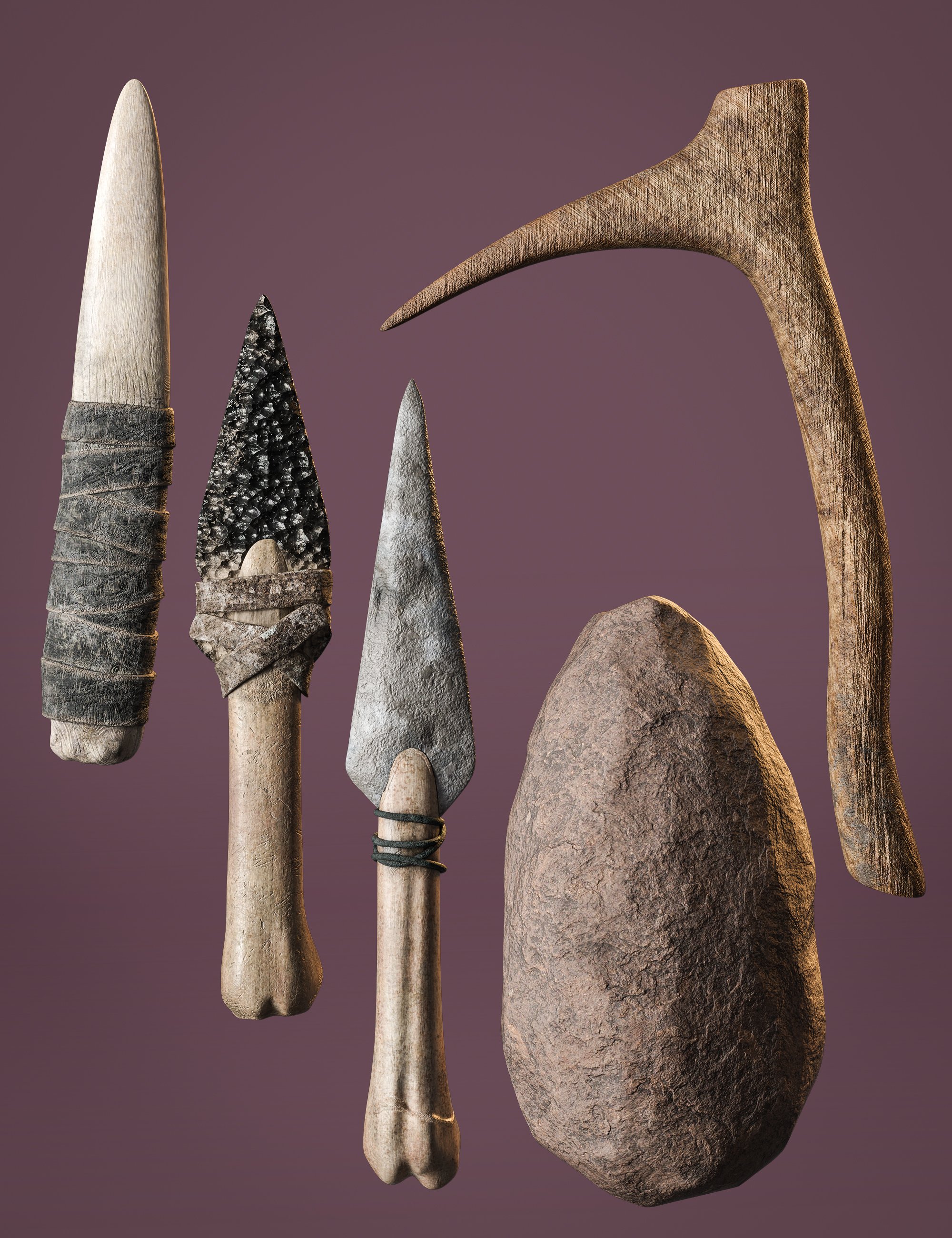 BW Primitive Weapons Set 01 for Genesis 8 and 8.1 | Daz 3D