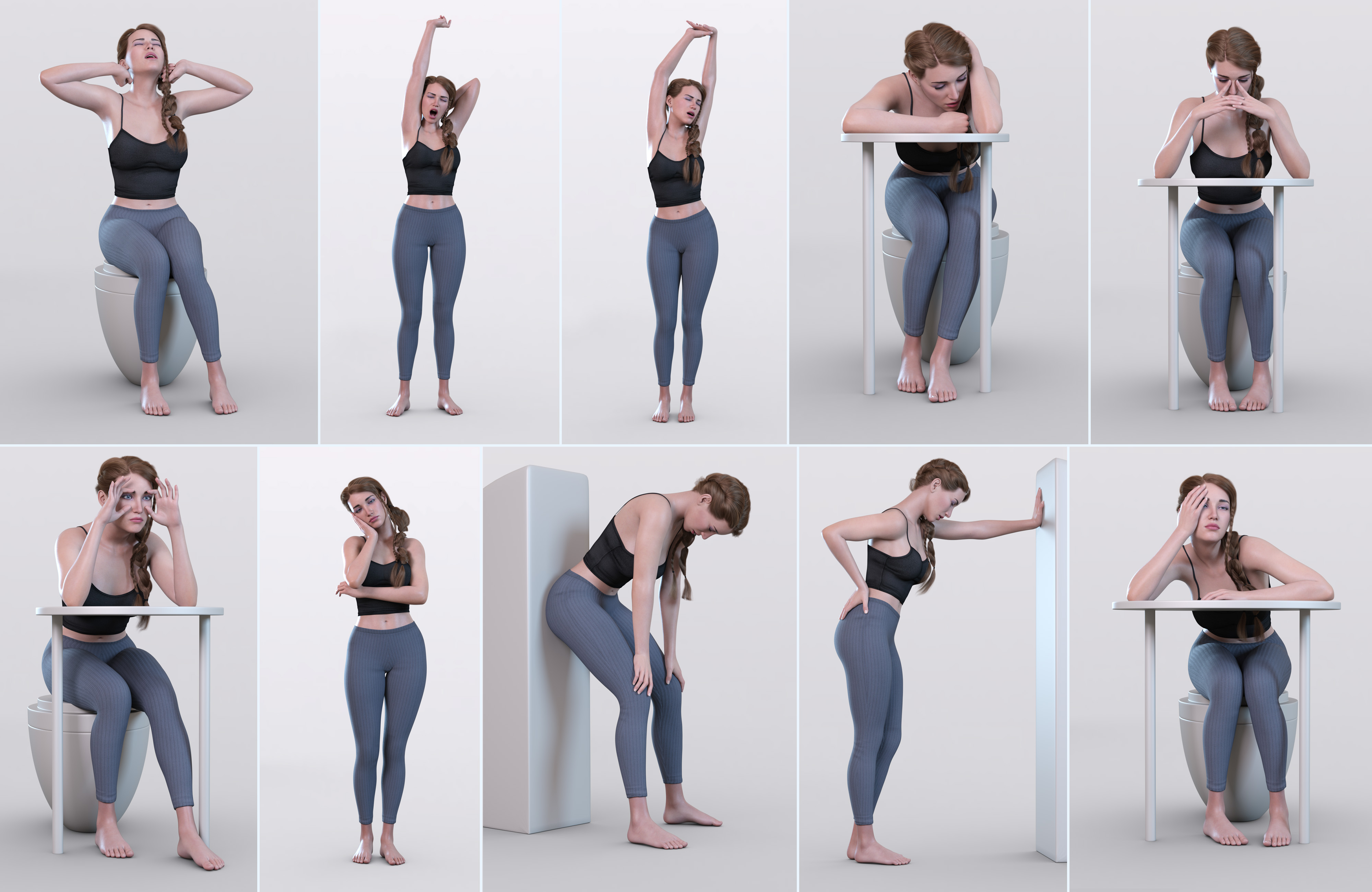 Z Tired and Exhausted Utility Pose Collection for Genesis 8 and 8.1 ...