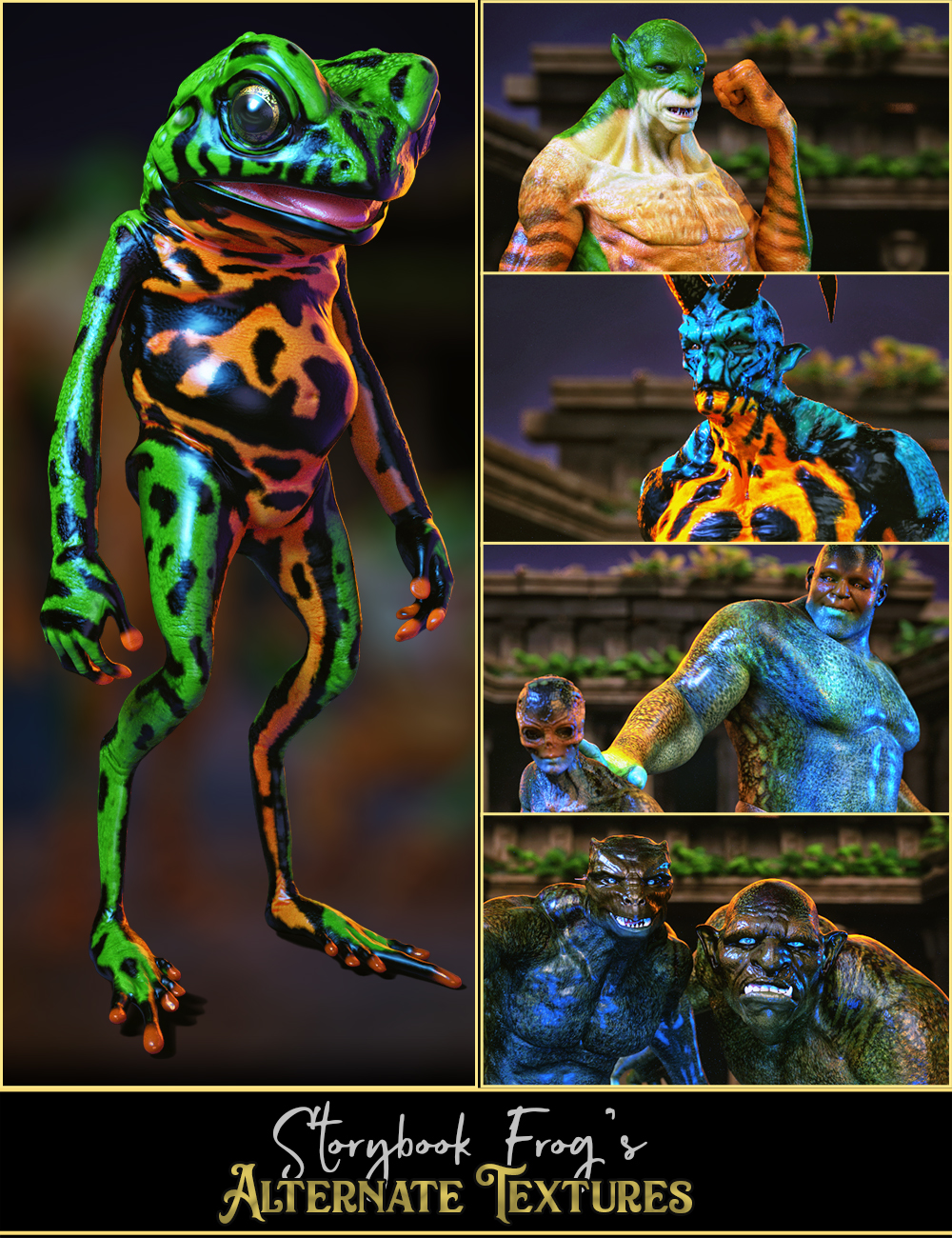 Alternate Textures for Storybook Frog and Genesis 8.1 Male | Daz 3D