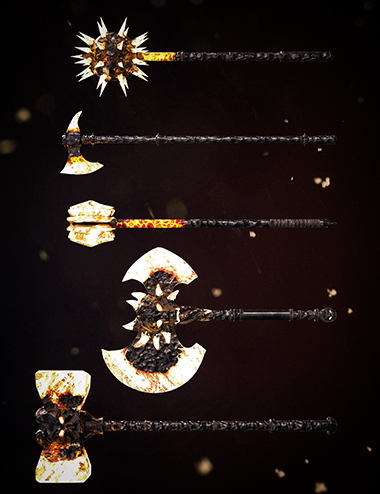 BW Dark Lava Weapons Set For Genesis 8 and 8.1 | Daz 3D
