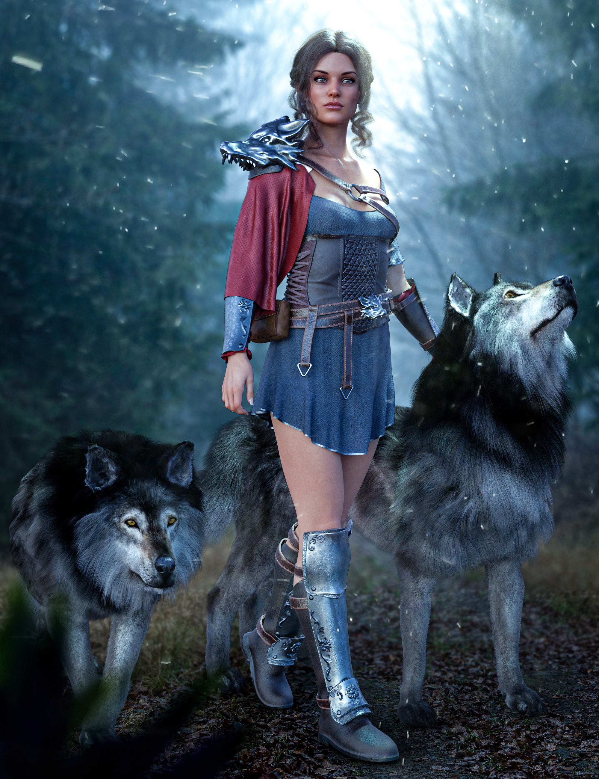 dForce Aurola Warrior Wolf Outfit for Genesis 8 and 8.1 Females | Daz 3D