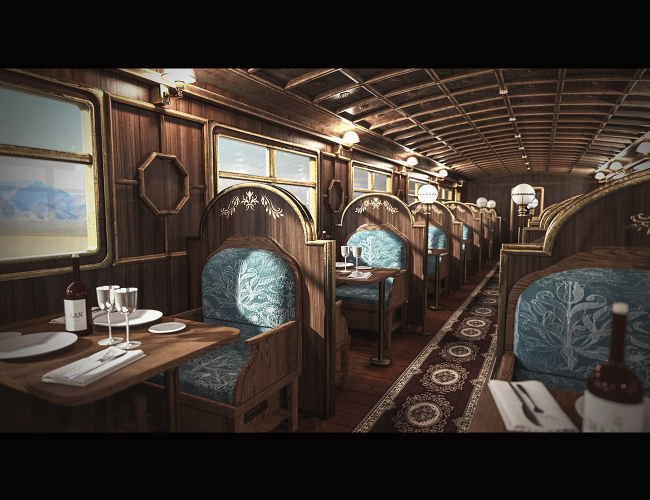 Western Express Train Dining Car | Daz 3D