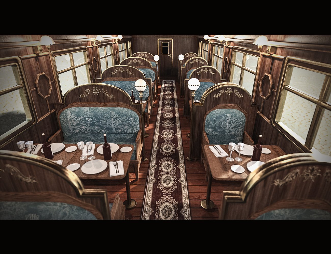 Western Express Train Dining Car | Daz 3D