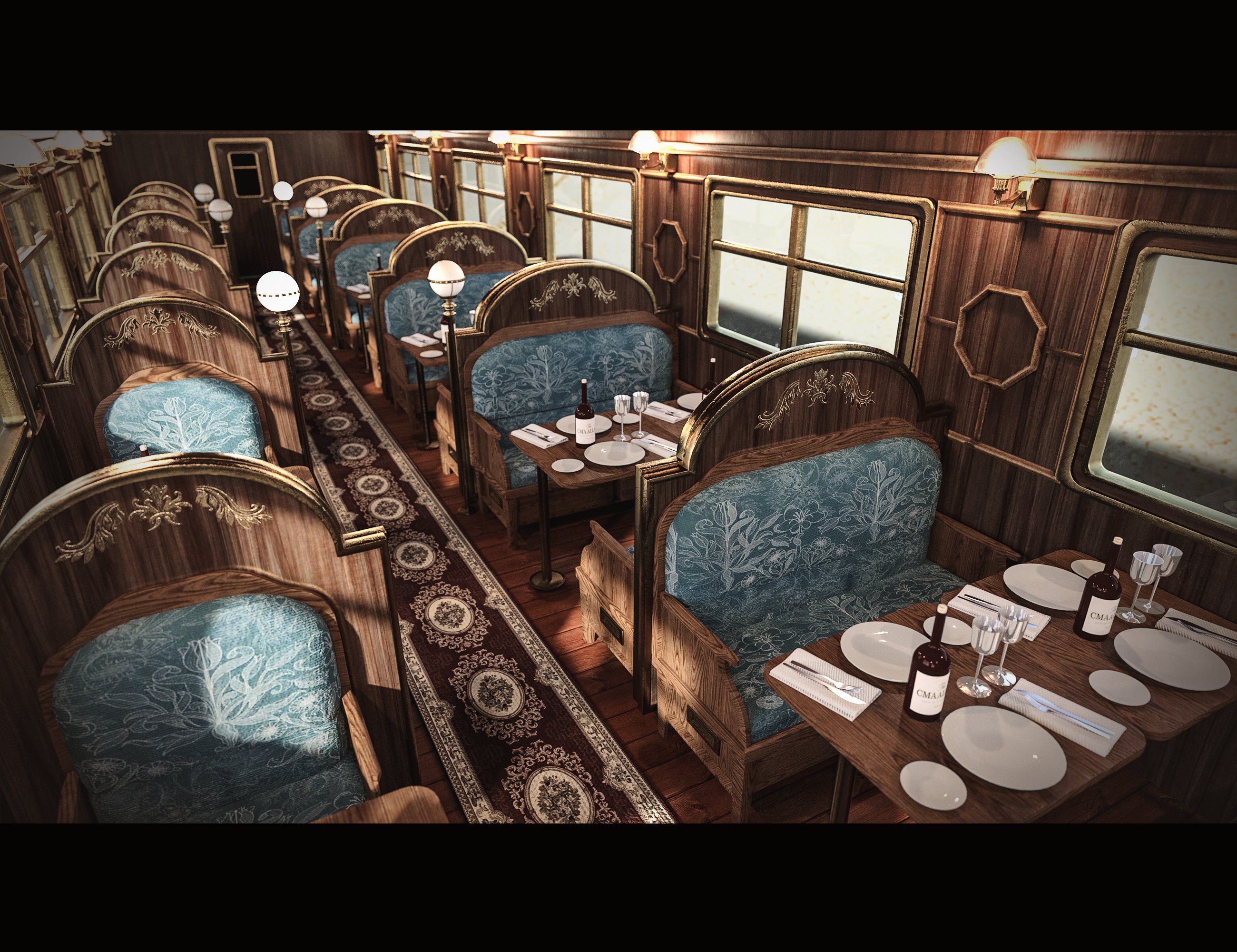 Western Express Train Dining Car | Daz 3D