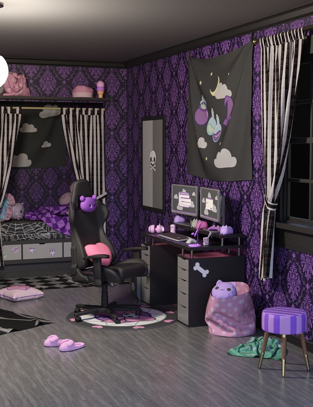 Goth and Kawaii Gamer Room | Daz 3D