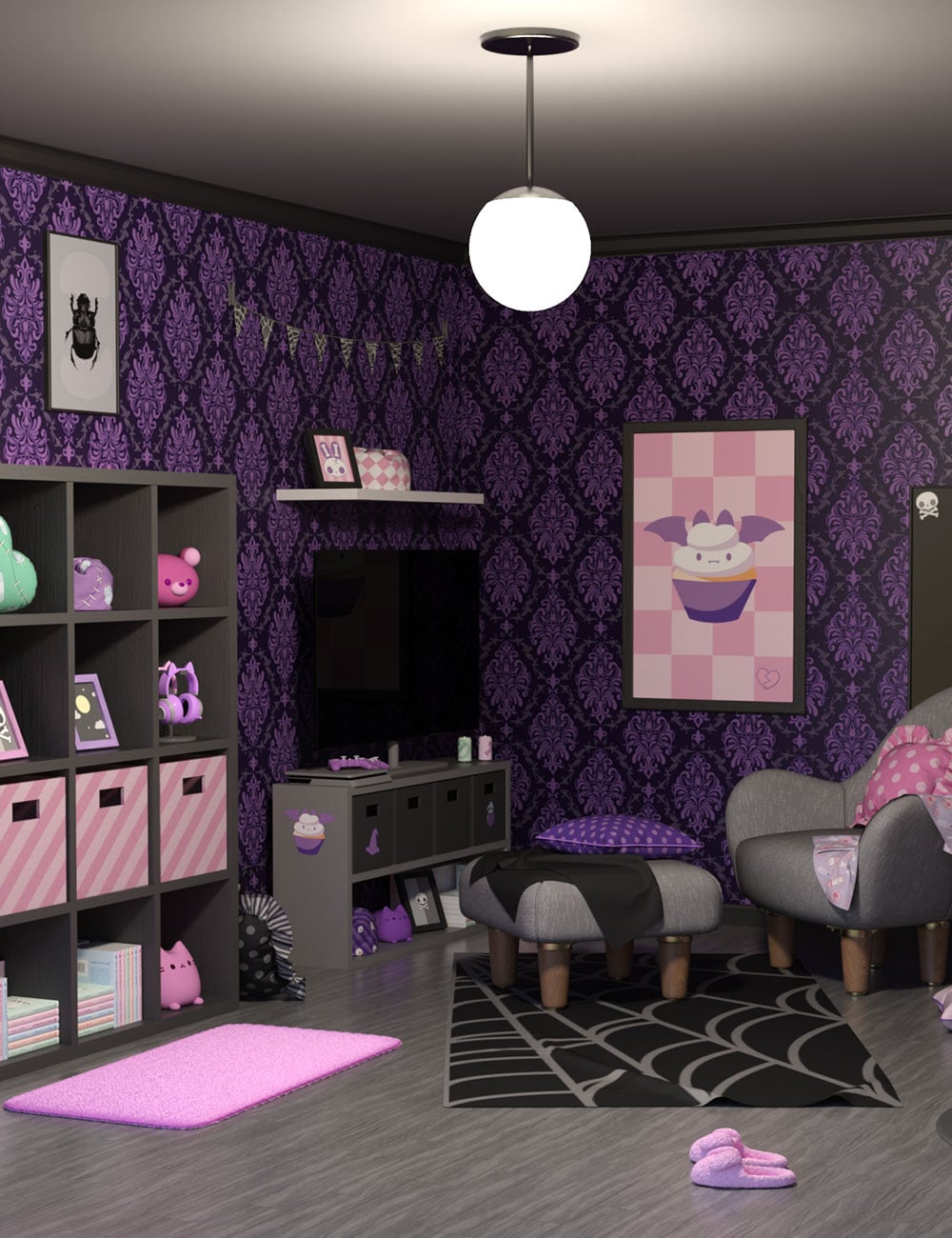 Goth and Kawaii Gamer Room | Daz 3D
