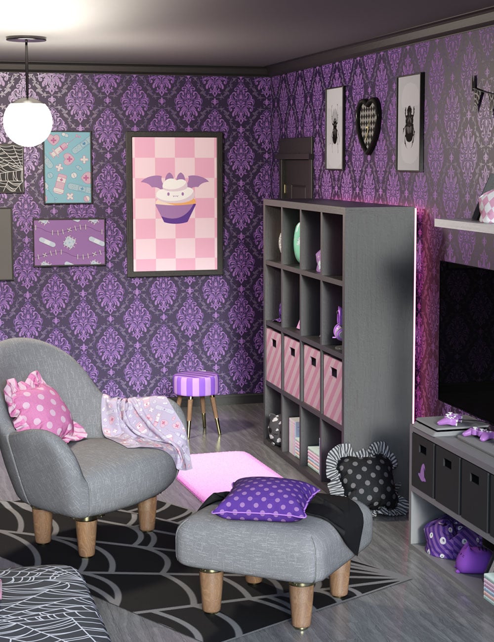 Goth and Kawaii Gamer Room | Daz 3D