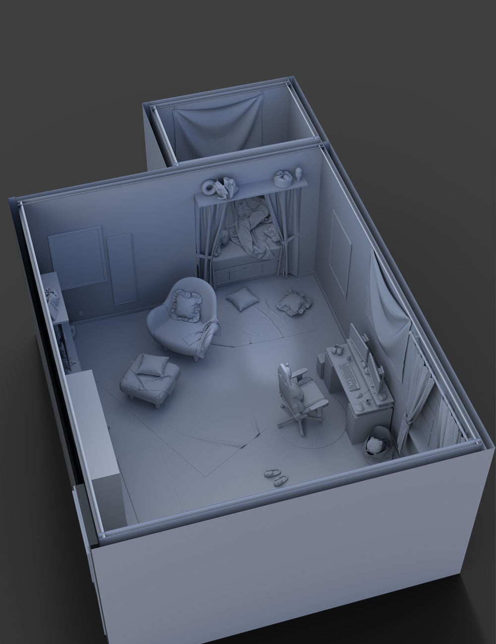 Goth and Kawaii Gamer Room | Daz 3D
