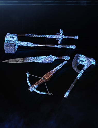 BW Frozen Ice Weapons Set for Genesis 8 and 8.1 | Daz 3D